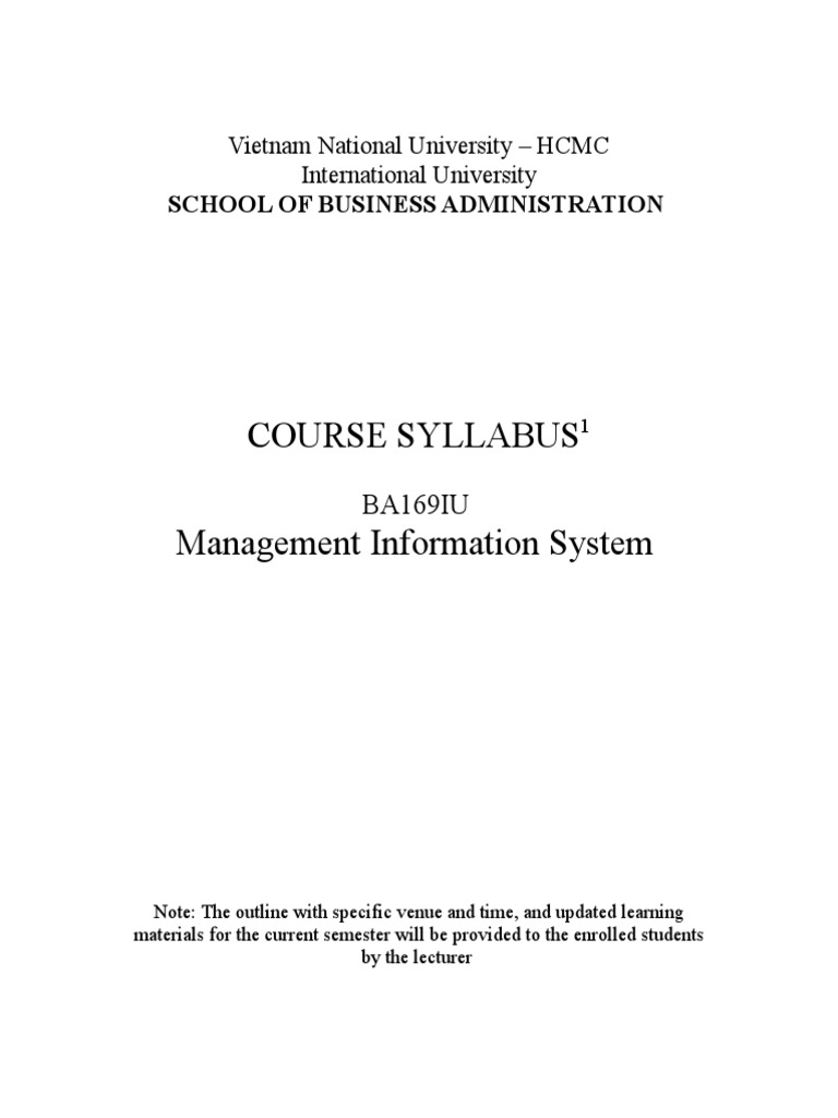 Management Information System Course Syllabus | PDF | Information ...