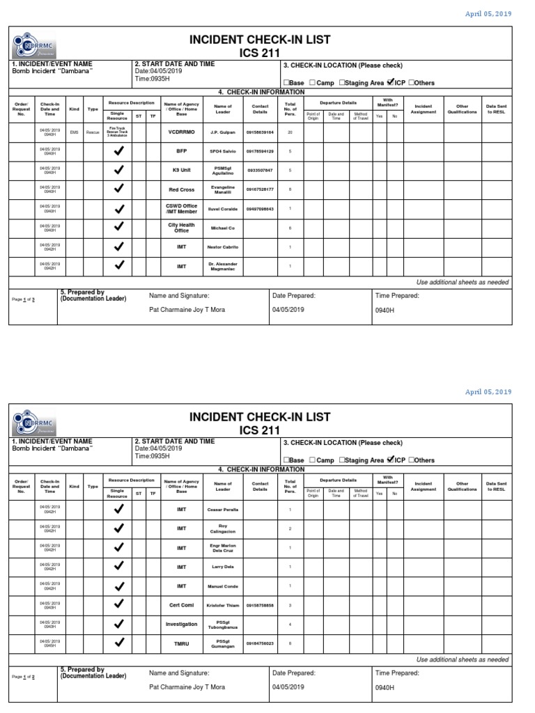 Bomb Incident 211 Form | PDF | Emergency Medical Services | Public Services