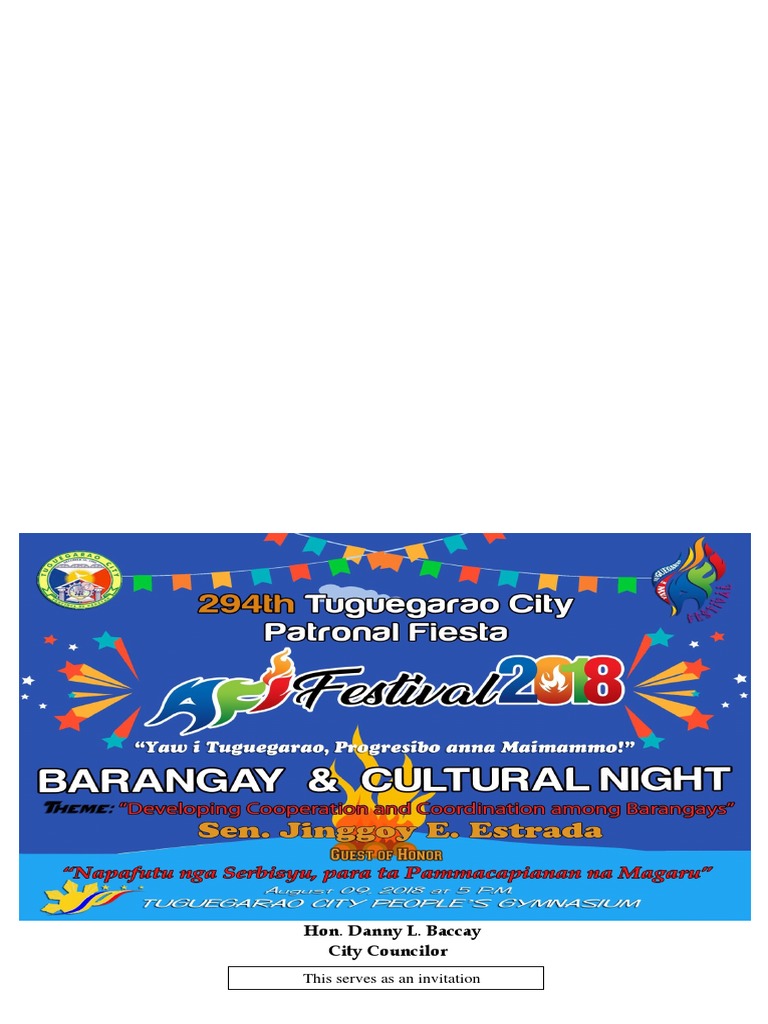Hon. Danny L. Baccay City Councilor: This Serves As An Invitation | PDF