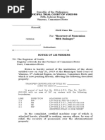 Sample Petition For Cancellation of Lis Pendens | PDF | Lawsuit | Virtue