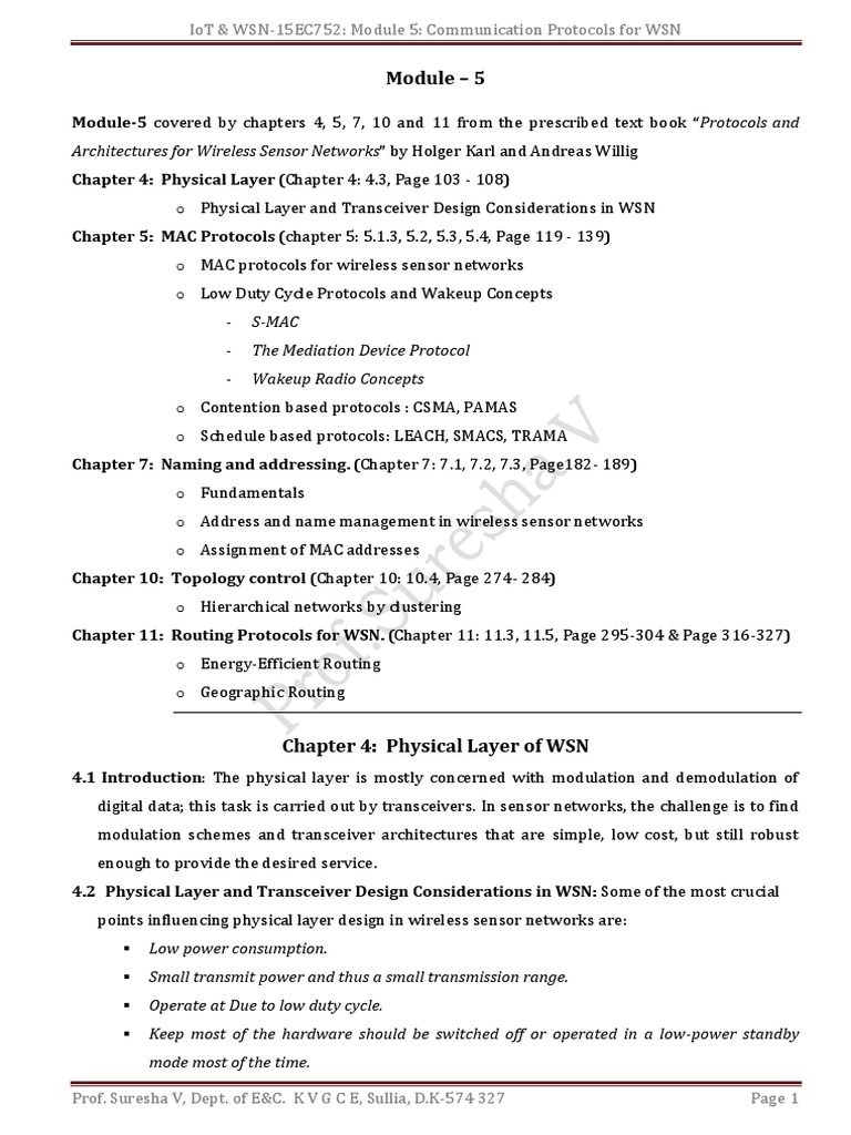 IoT & WSN - Module 5 - 2018 by Prof - SV | PDF | Wireless Sensor ...
