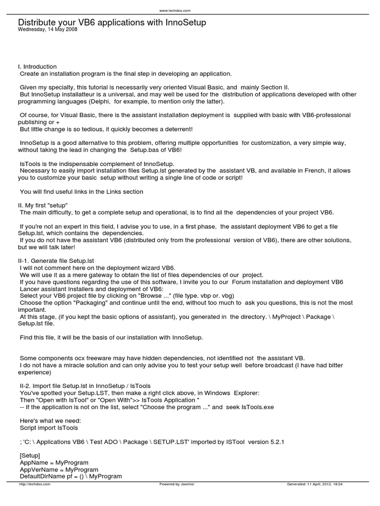 Deploy VB6 Application Using InnoSetup | PDF | Windows Registry ...