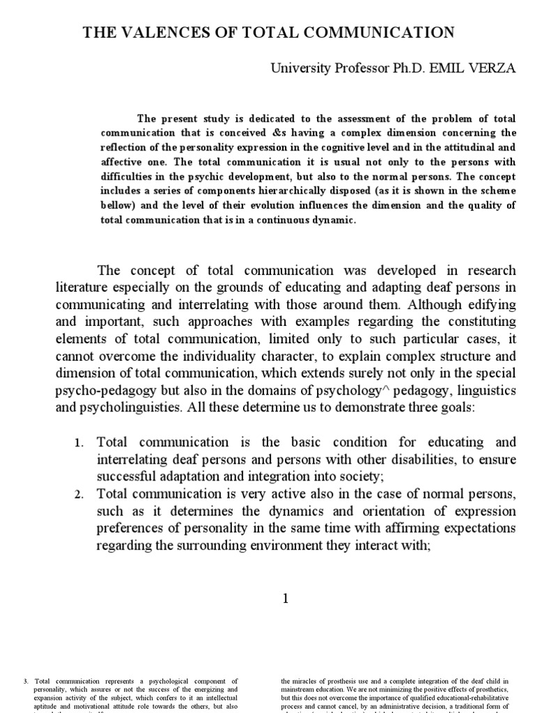 The Valences of Total Communication | PDF | Nonverbal Communication ...