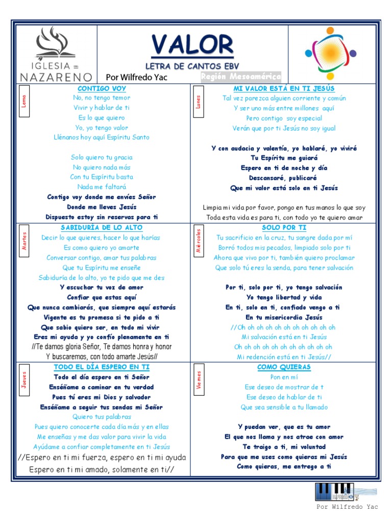 Letra de Cantos - Valor | PDF | Salvación | Jesús