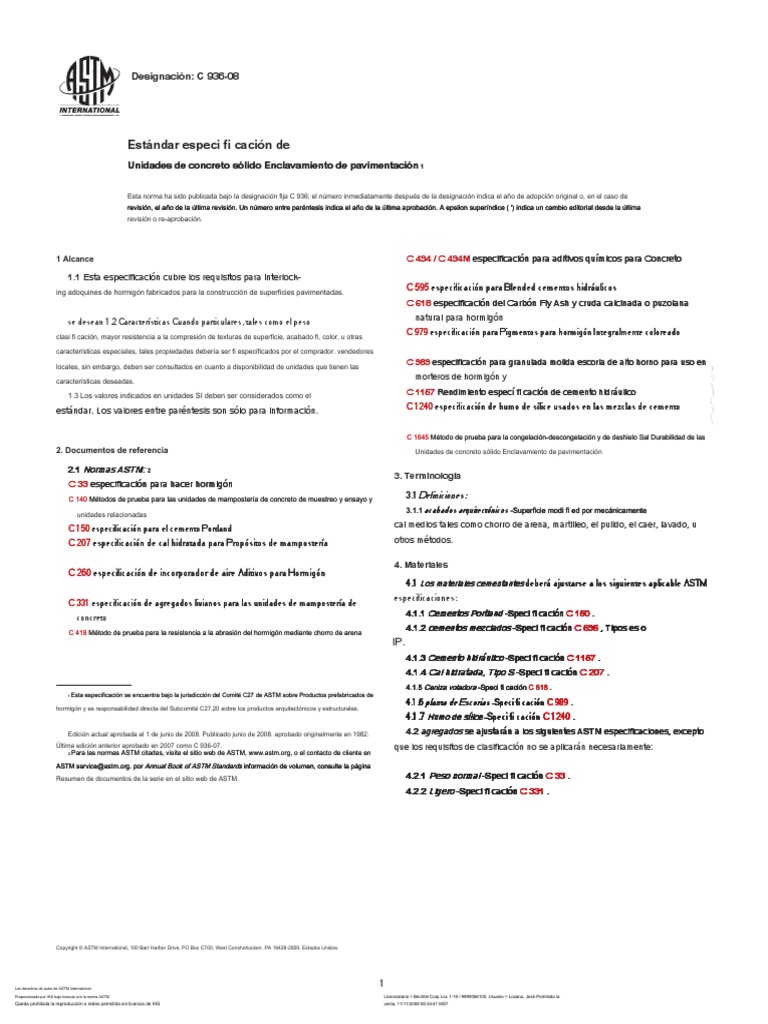 ASTM C 936 08 Español | PDF | Material compuesto | Hormigón