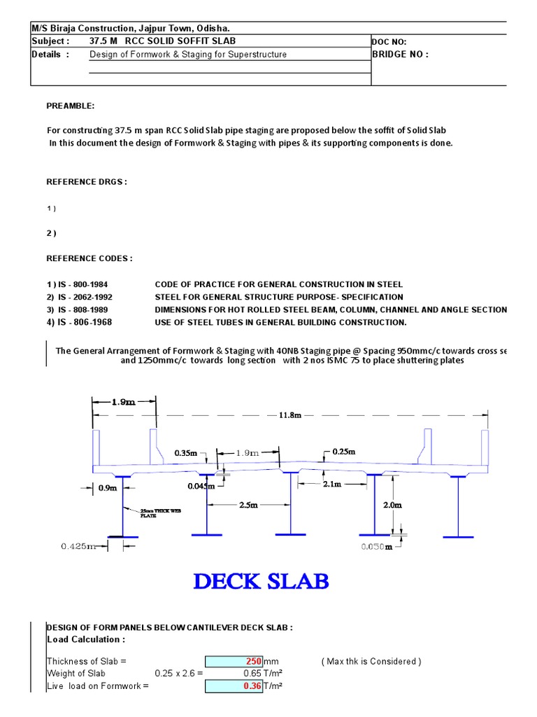Staging Design for Bridge Slab | Beam (Structure) | Structural Engineering
