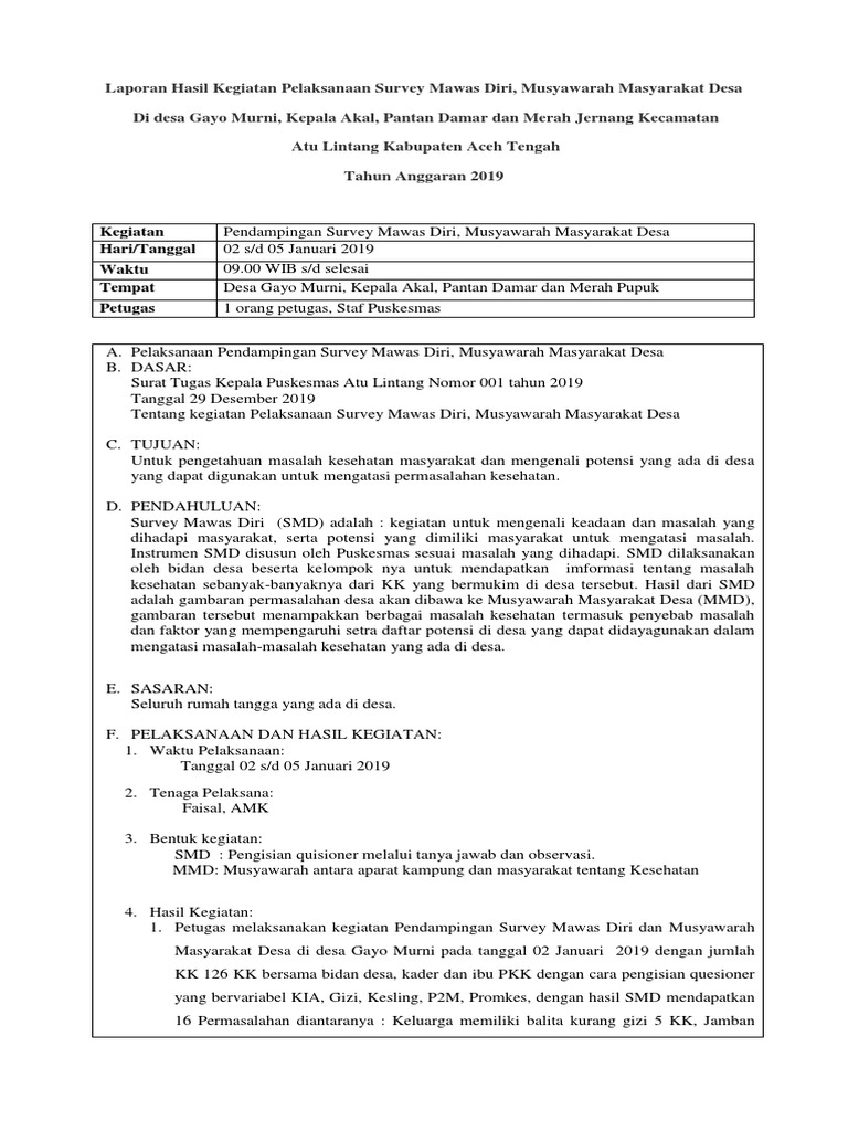 Laporan Hasil SMD MMD Non Pns | PDF