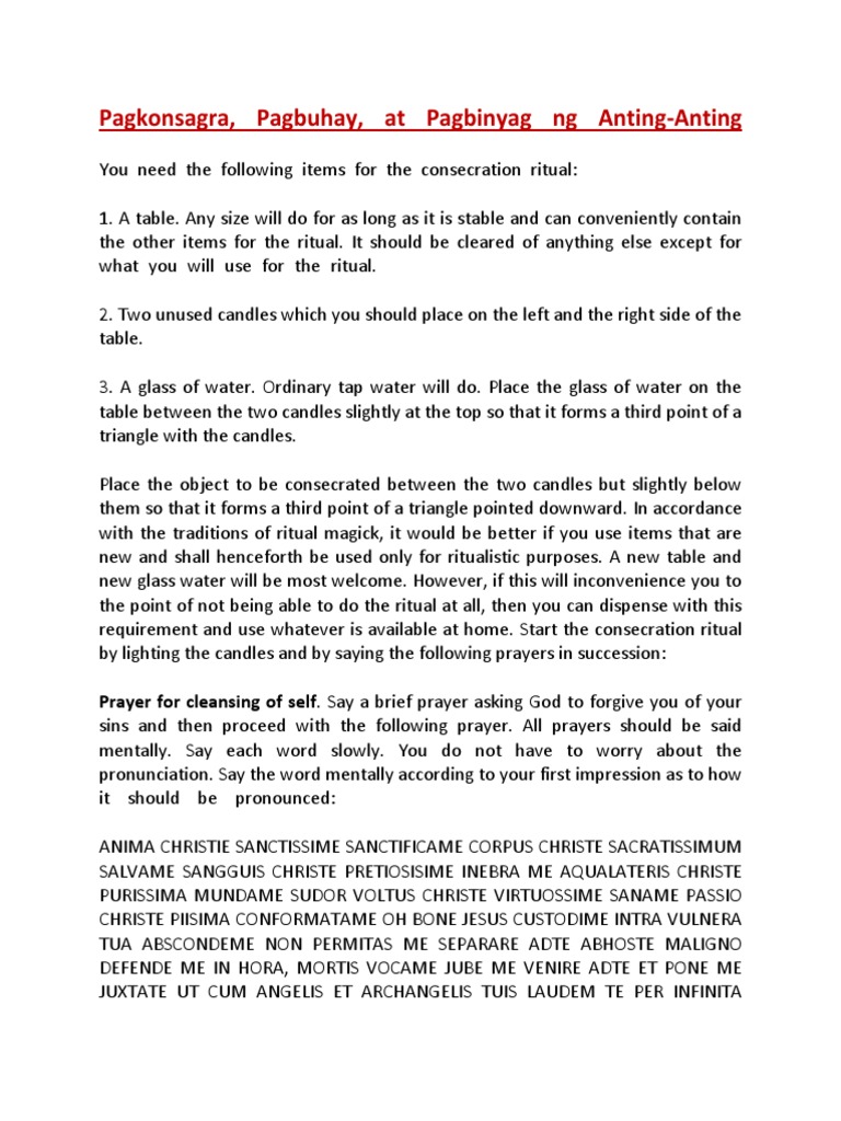 Ritual for Anting-Anting Consecration | PDF | Religious Behaviour And ...