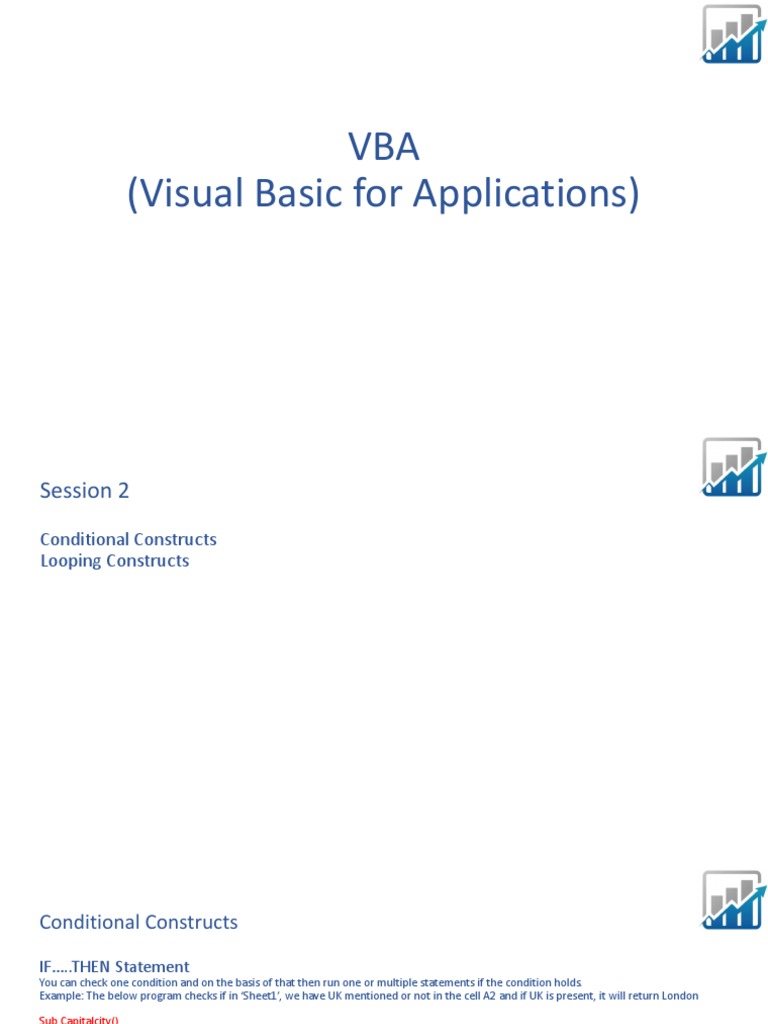 4.1 Conditional and Looping Constructs | PDF | Control Flow | Visual Basic For Applications