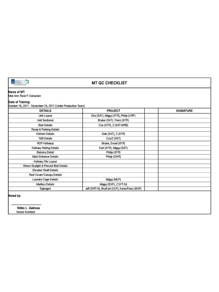 MT QC Checklist | PDF | Building | Architectural Design