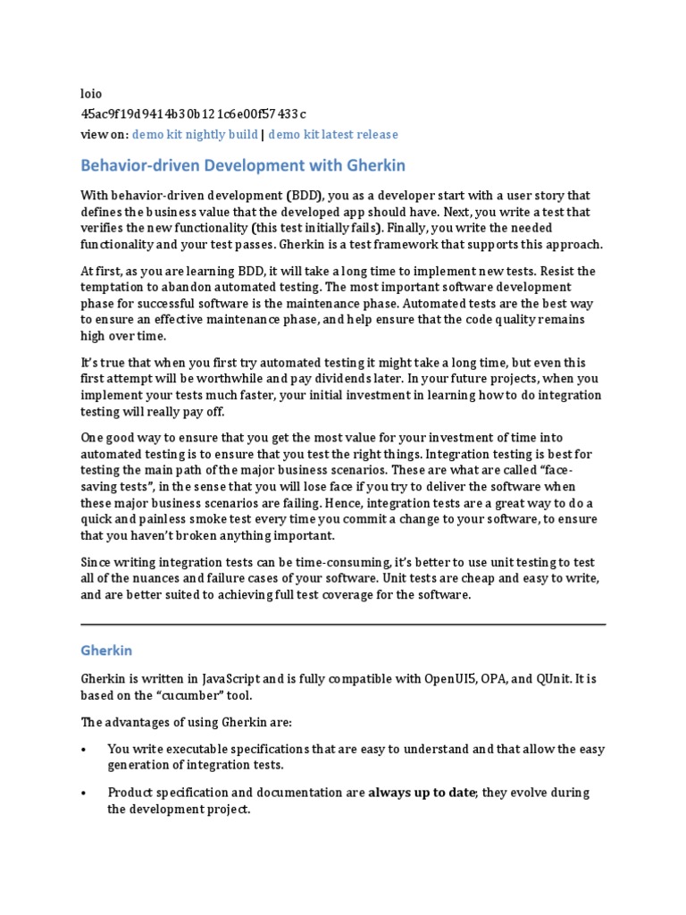 Behavior Driven Development With Gherkin 45ac9f1 Pdf Software Development Systems Engineering 