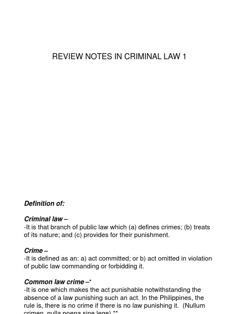 Review Notes-Criminal Law 1-Power Point | PDF | Sentence (Law) | Pardon