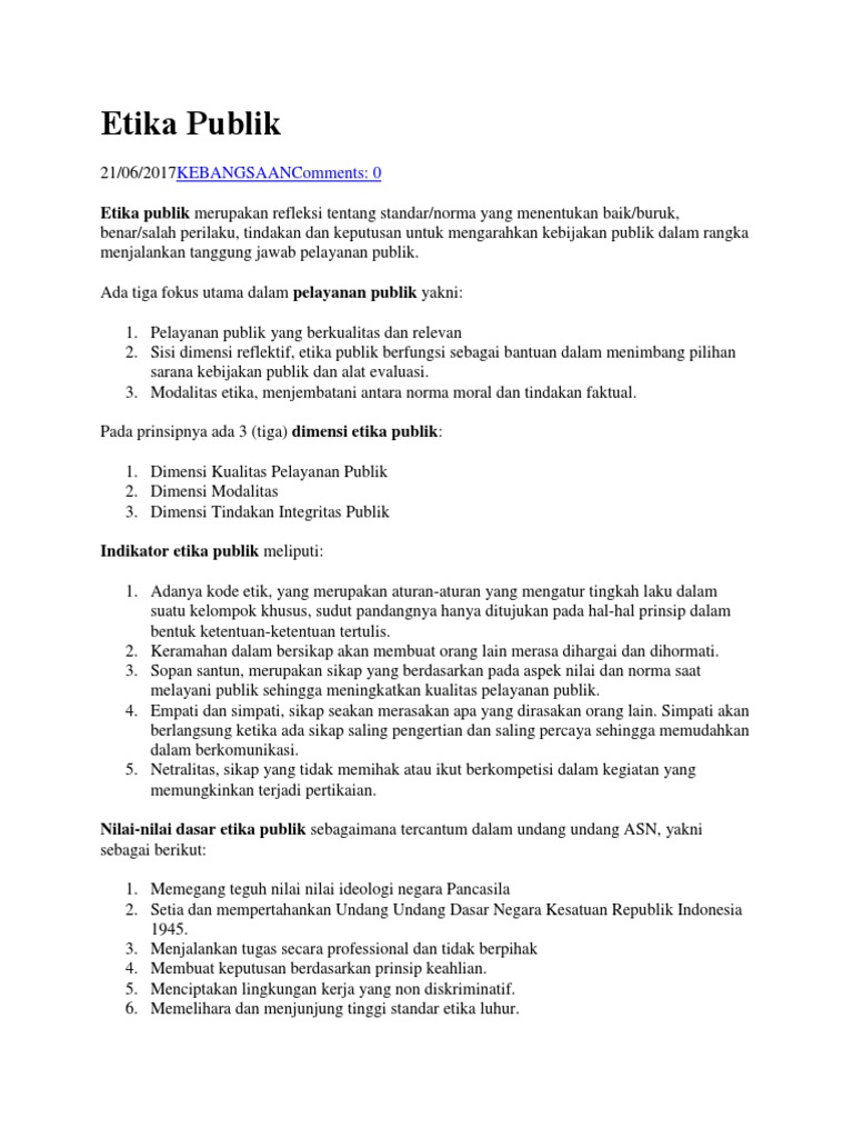 Etika Publik ASN | PDF