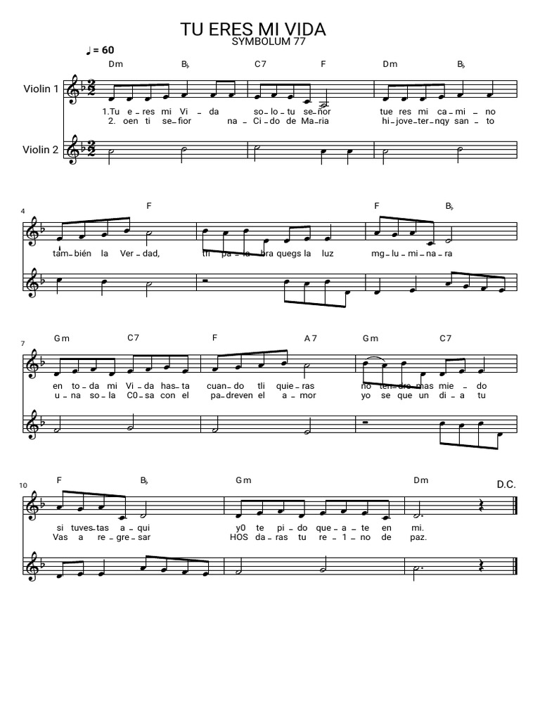 Tu Eres Mi Vida: Symbolum 77 60 | PDF