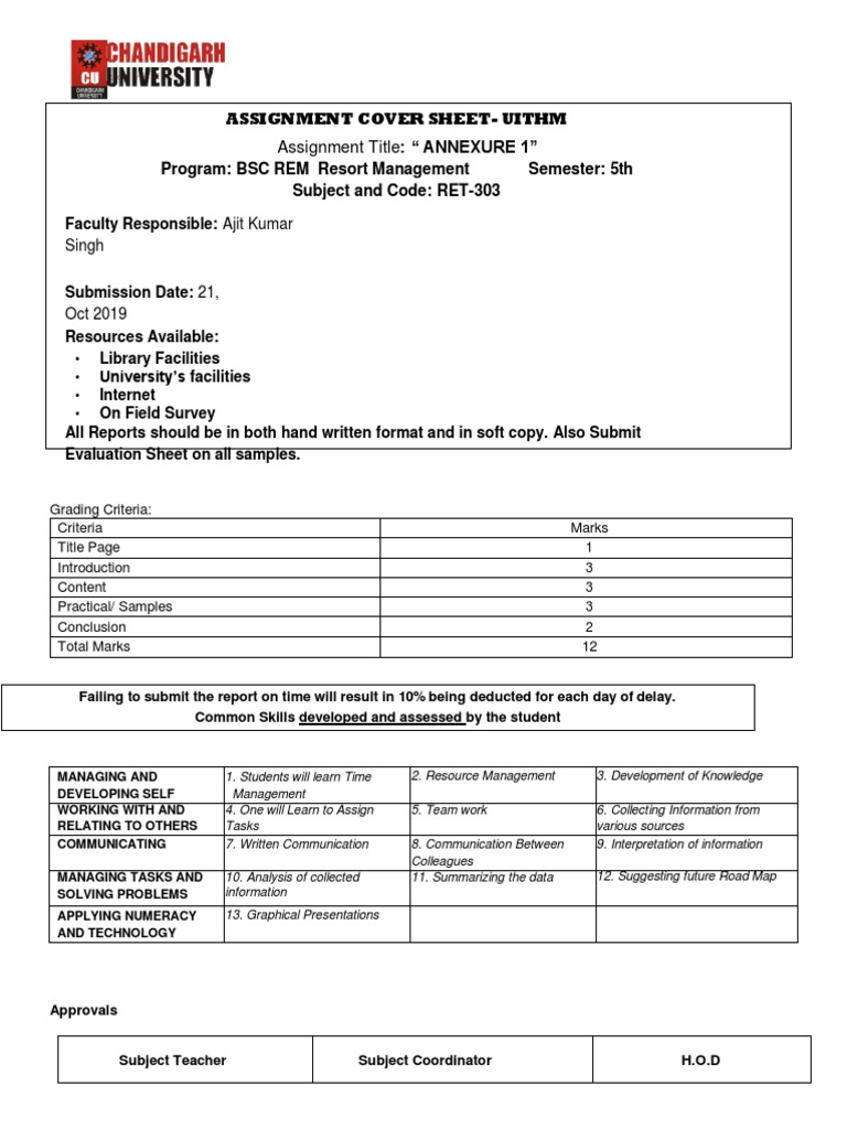 Assignment Cover Sheet-Uithm: " Annexure 1" | PDF | Data Analysis ...