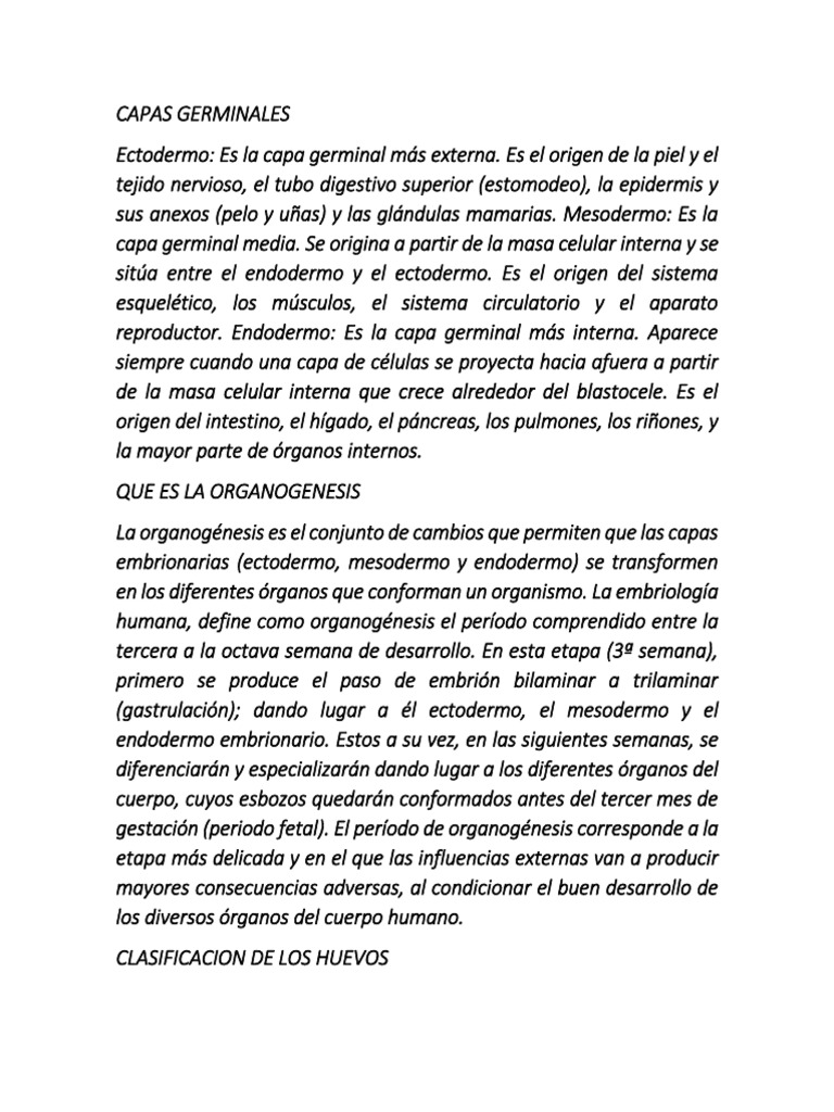 Capas Germinales | PDF | Reproducción | Organismos