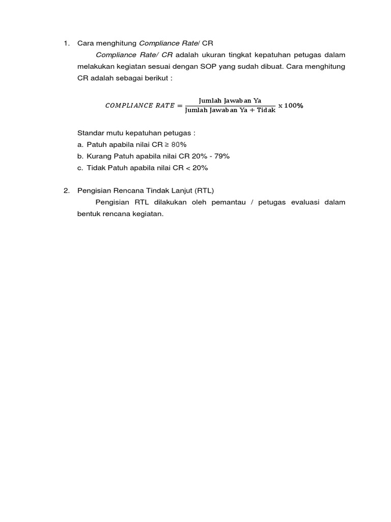 Cara Menghitung Compliance Rate | PDF