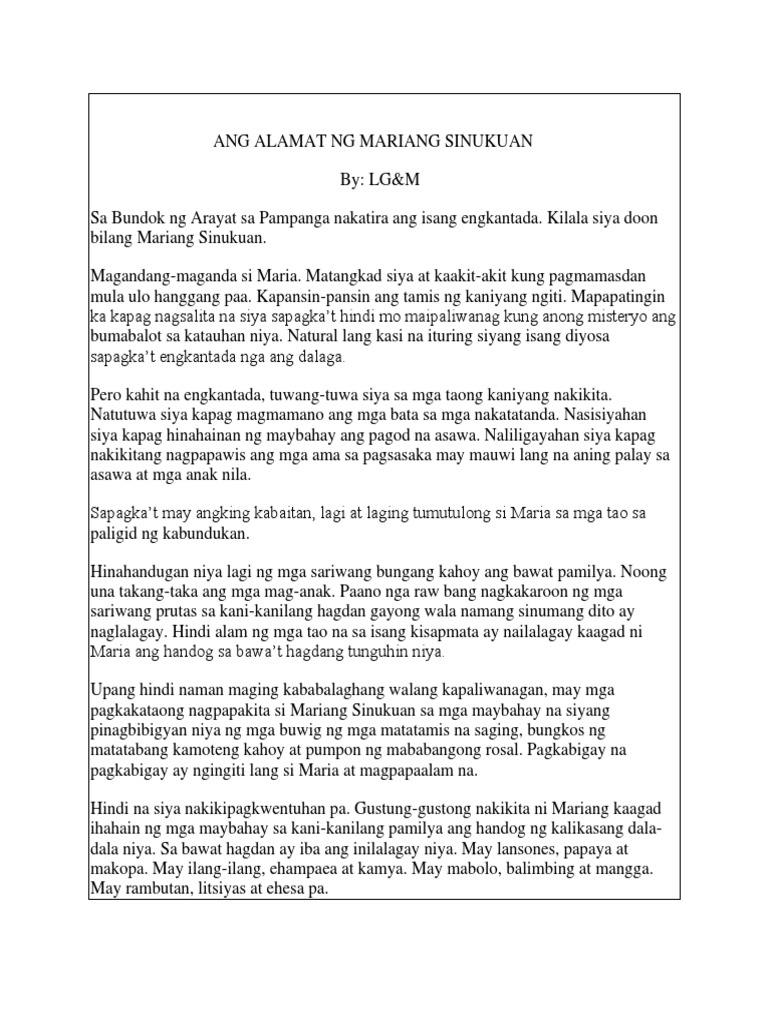 Ang Alamat NG Mariang Sinukuan