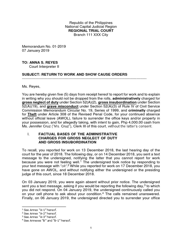 Sample Memorandum | PDF | Theft | Crime & Violence