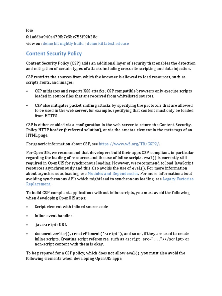 Content Security Policy Fe1a6db | PDF | Computer Networking | Digital ...