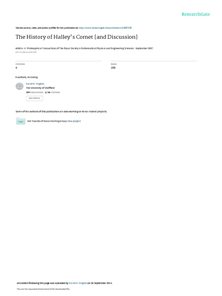 The History of Halleys Comet and Discussion | PDF