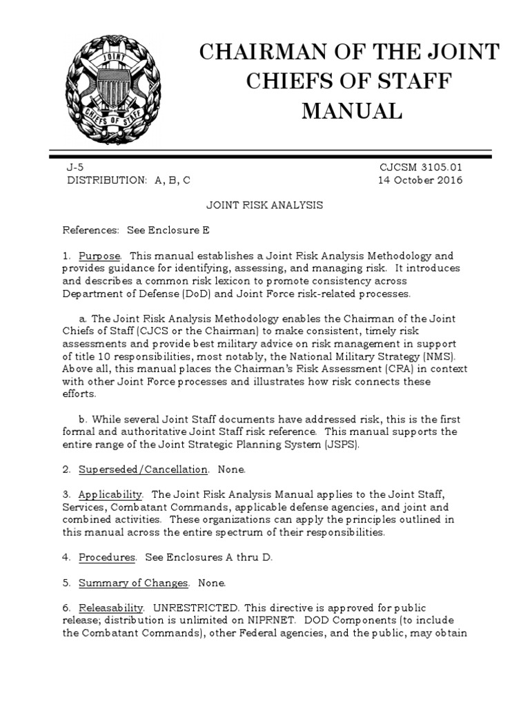 Joint Risk Analysis Manual | PDF | United States Department Of Defense ...