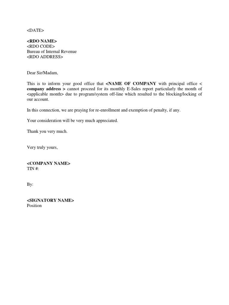 E-Sales Locked of Account - Format | PDF