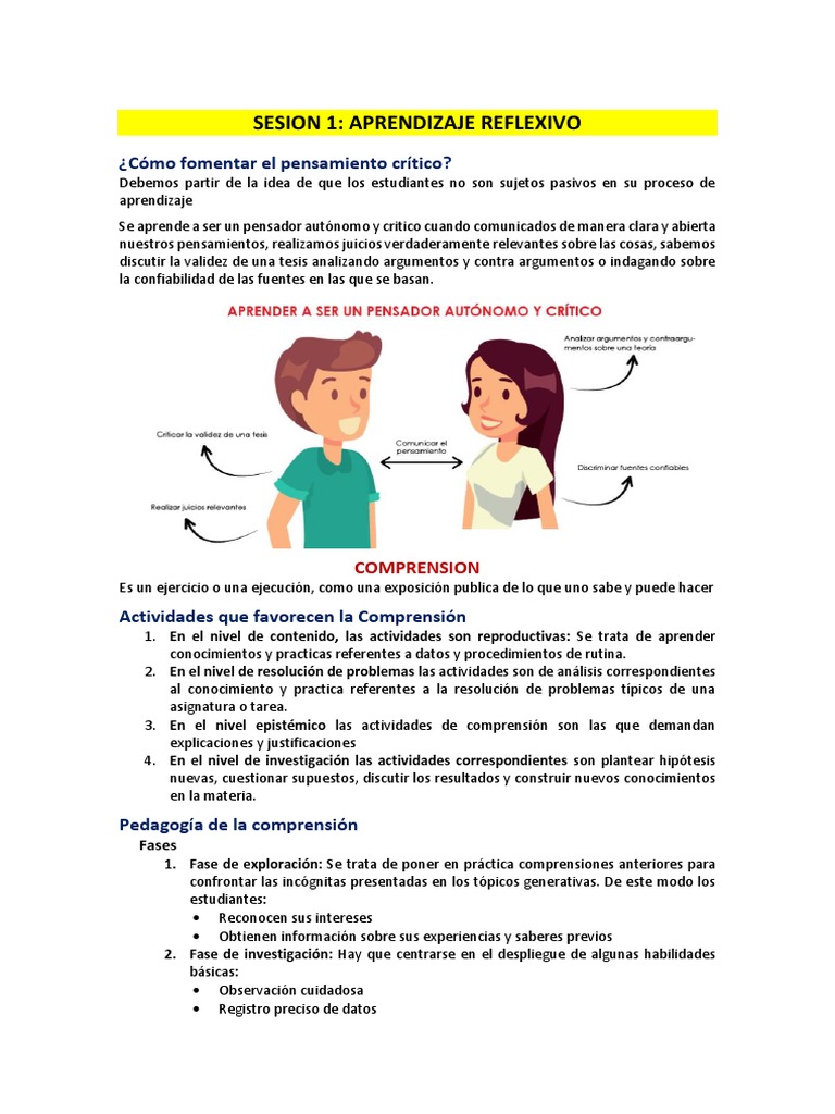 Aprendizaje Reflexivo | PDF | Pensamiento crítico | Aprendizaje