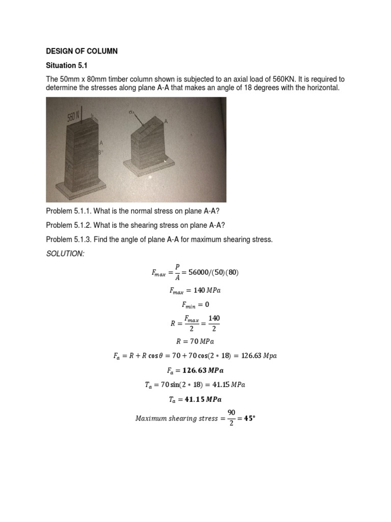 Analysis of Stresses, Forces, and Design Parameters for Various Wood ...