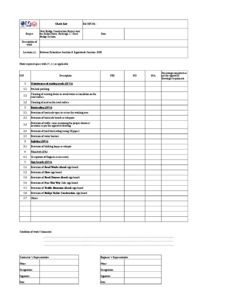 Check List: Flag Men (5%) | PDF | Road | Traffic