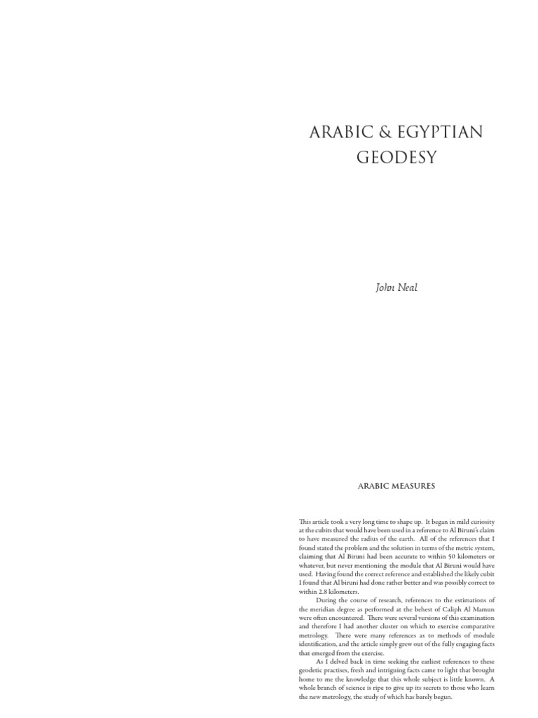 Arabic and Egyptian Geodesy Insights | PDF | Foot (Unit) | Surveying