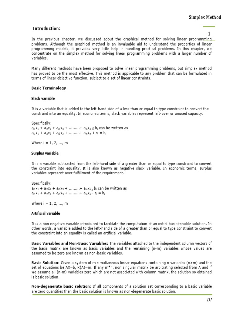 Simplex Method for Linear Programming | PDF | Linear Programming ...