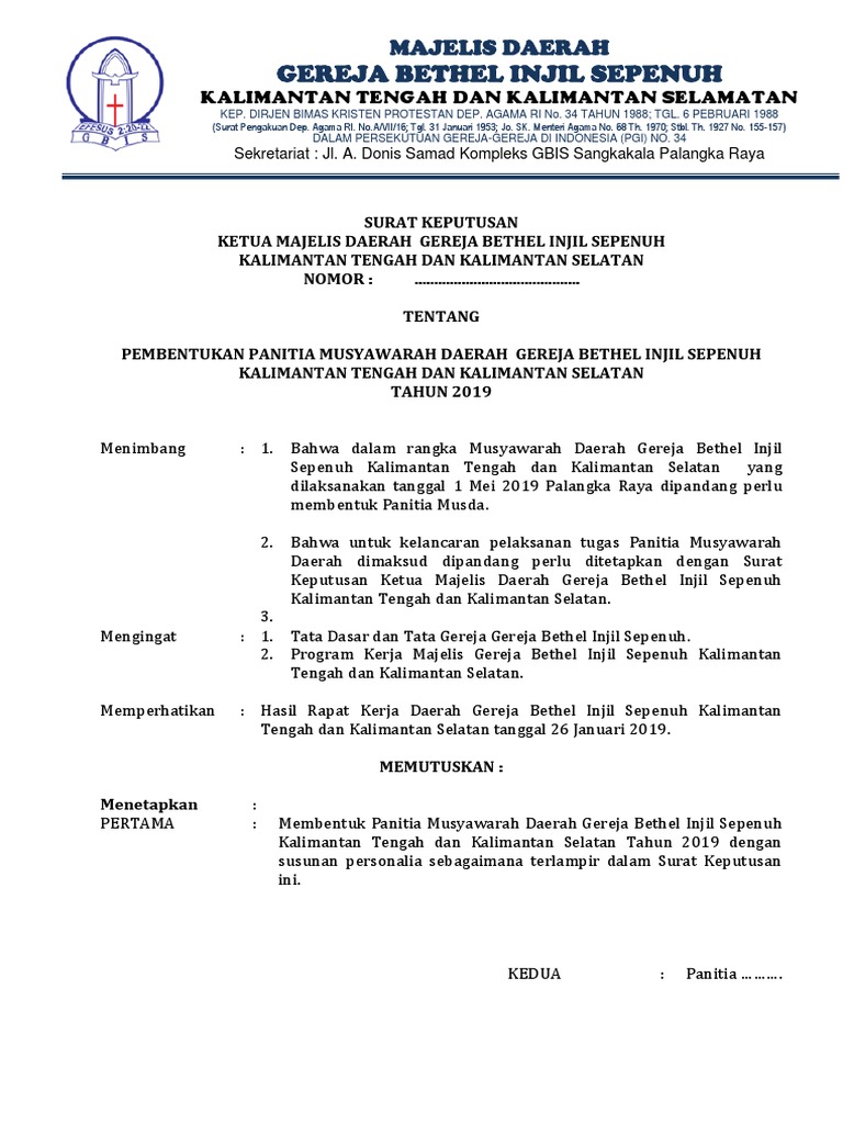 Contoh SUSUNAN PANITIA MUSDA | PDF