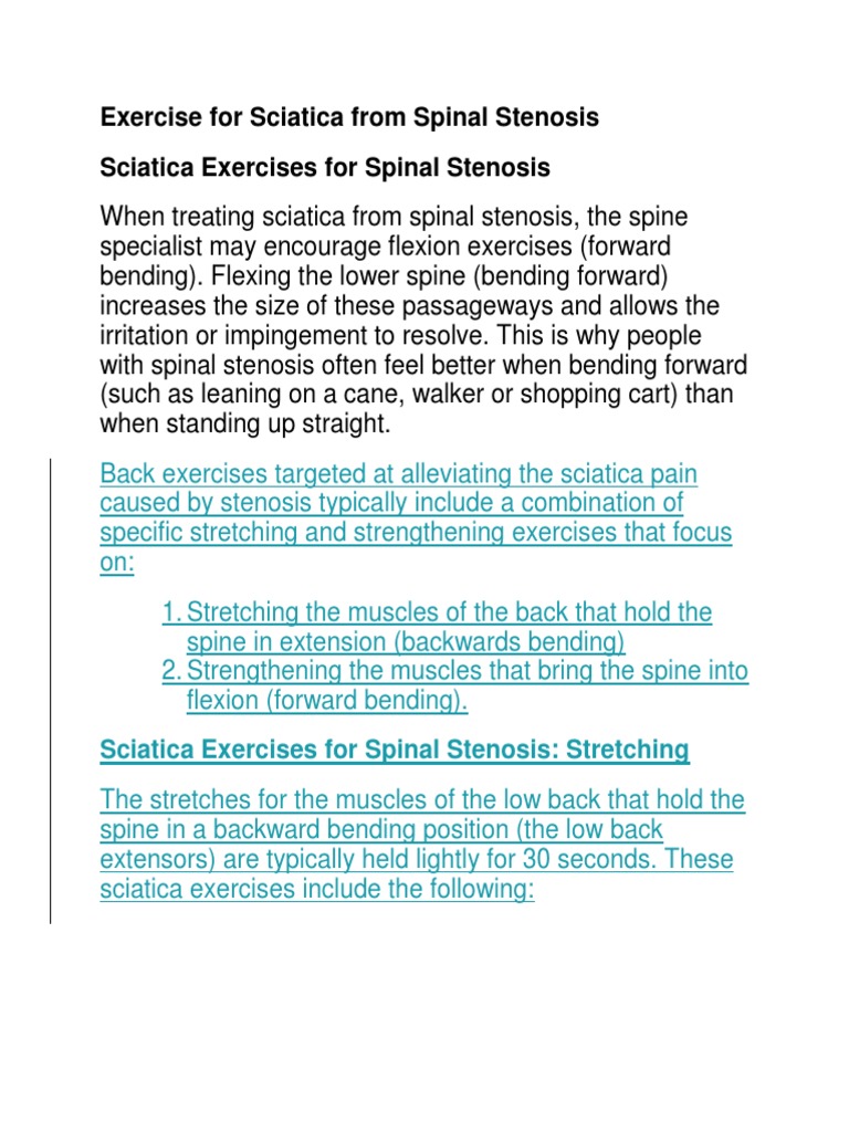 Exercises For Sciatica | Download Free PDF | Anatomical Terms Of Motion ...