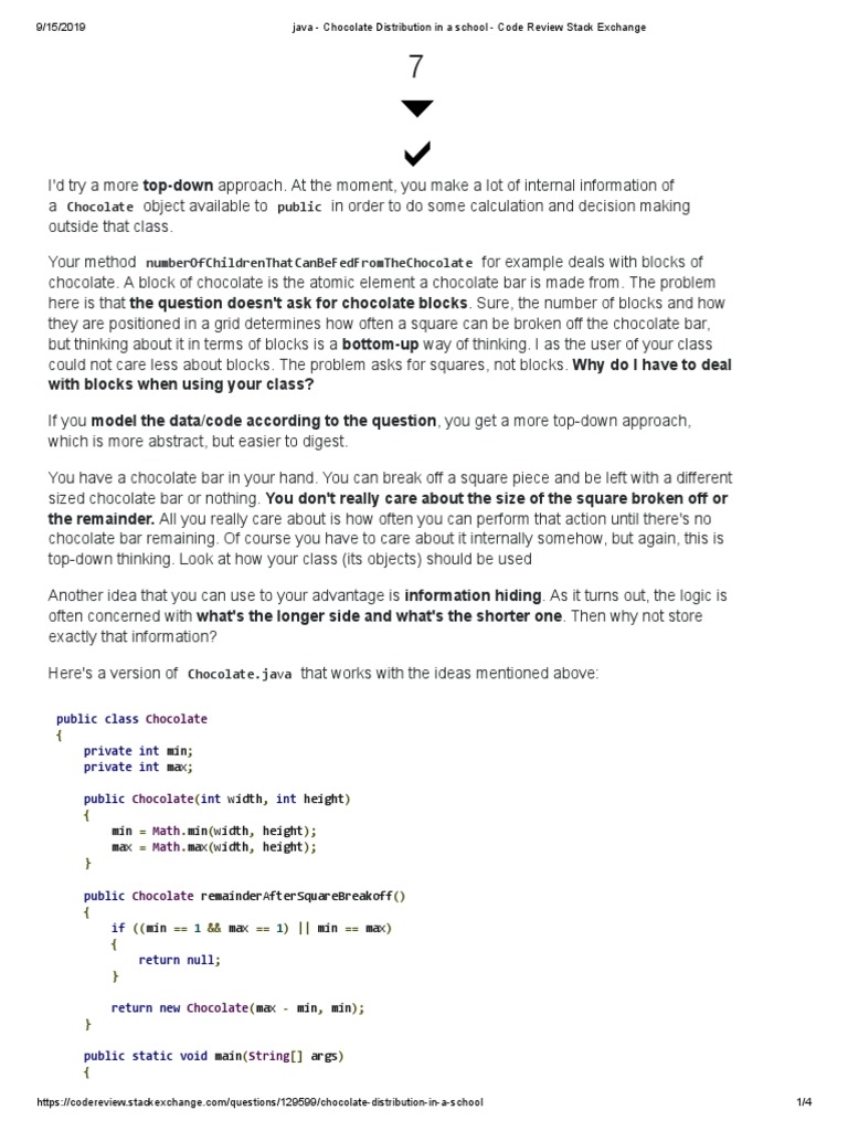 Java - Chocolate Distribution in A School - Code Review Stack Exchange ...