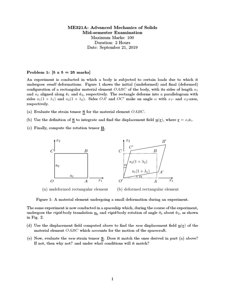 Midsem Question Paper | PDF | Deformation (Mechanics) | Classical Mechanics Midsem Question Paper | PDF | Deformation (Mechanics) | Classical Mechanics