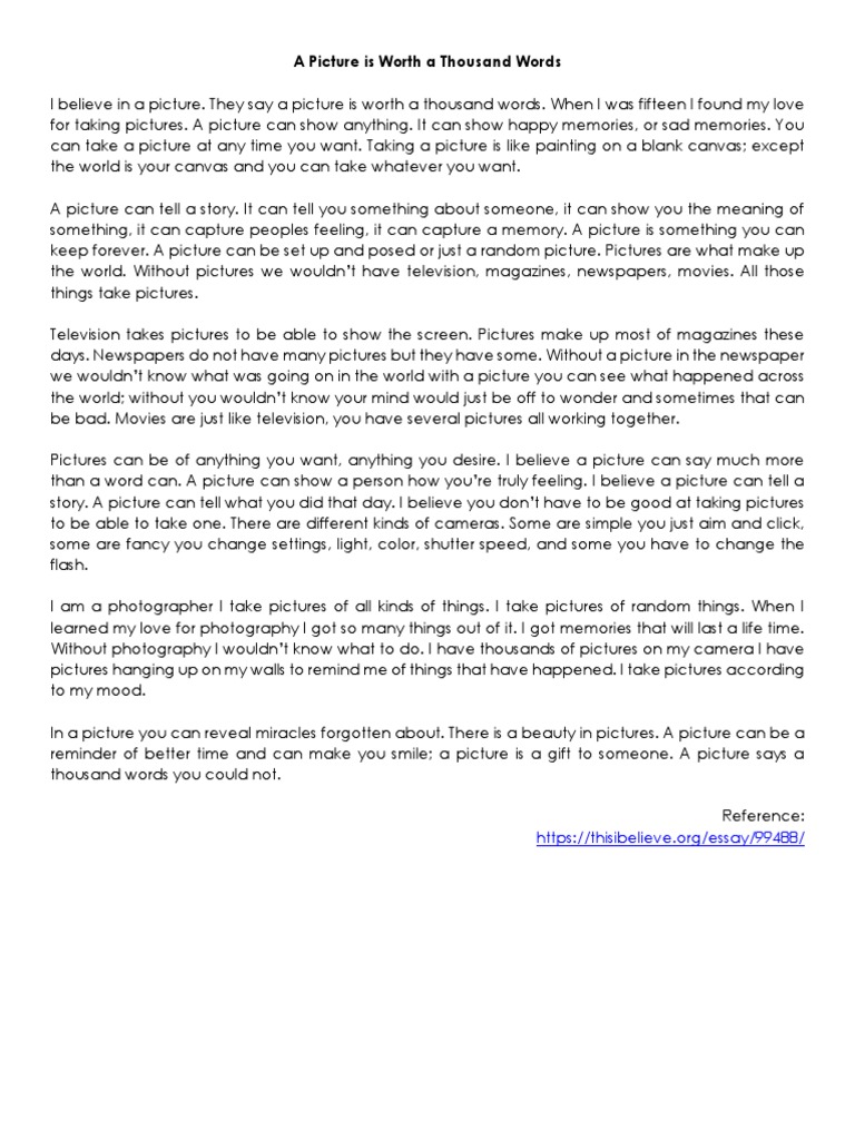 A Picture Is Worth A Thousand Words | PDF | Feeling | Flash (Photography)