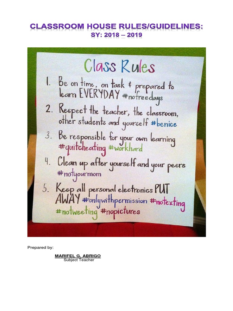 Classroom House Rules | PDF