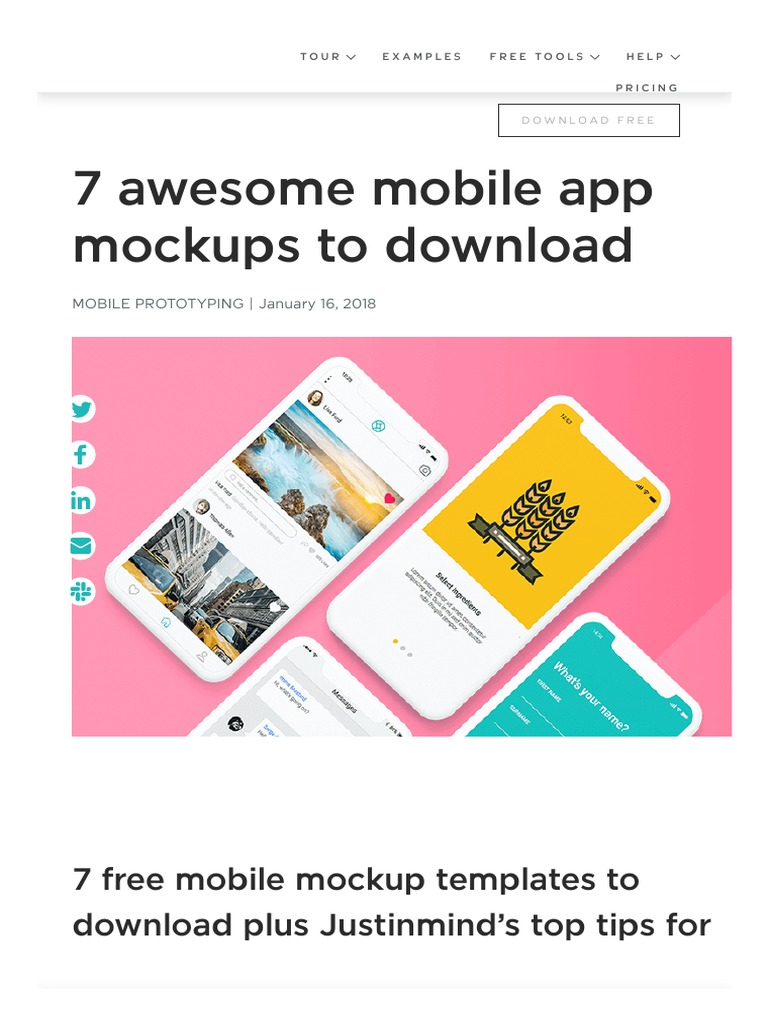 7 Free Mobile App Mockup Templates - Download Now! - Justinmind | PDF ...