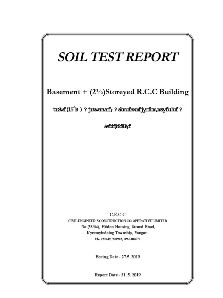 Soil Test Report: Basement + (2 ) Storeyed R.C.C Building | Download ...