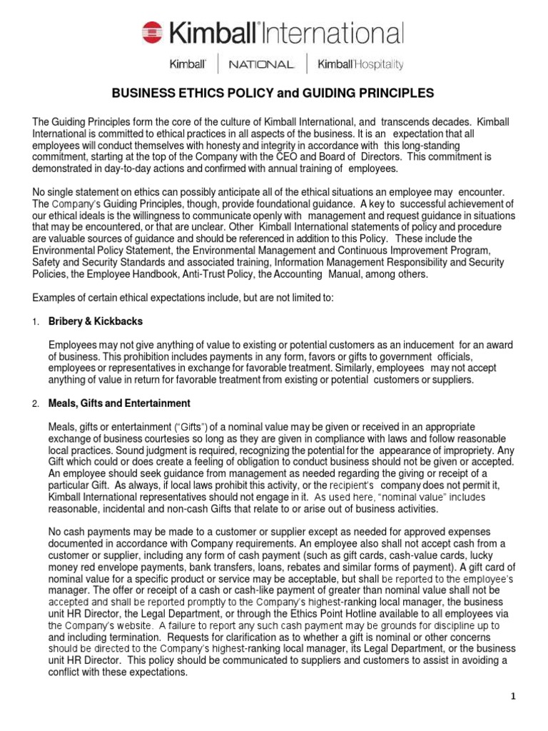 Code of Business Ethics Policy | PDF | Bribery | Business Ethics