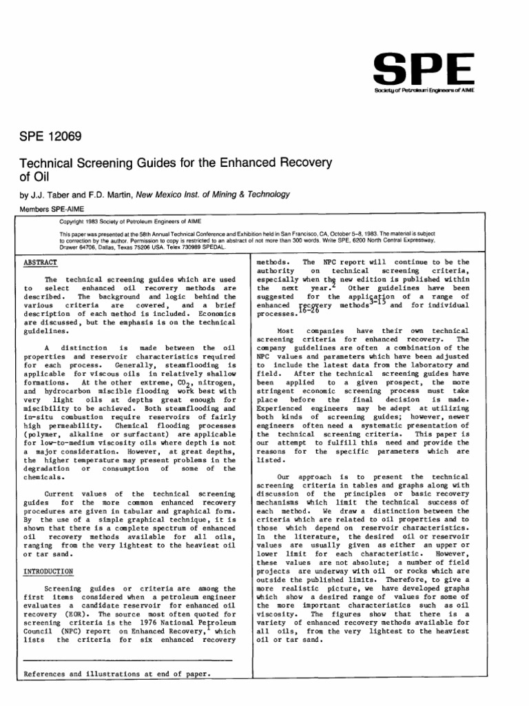 Technical Screening Guides For The EOR PDF | PDF | Enhanced Oil ...