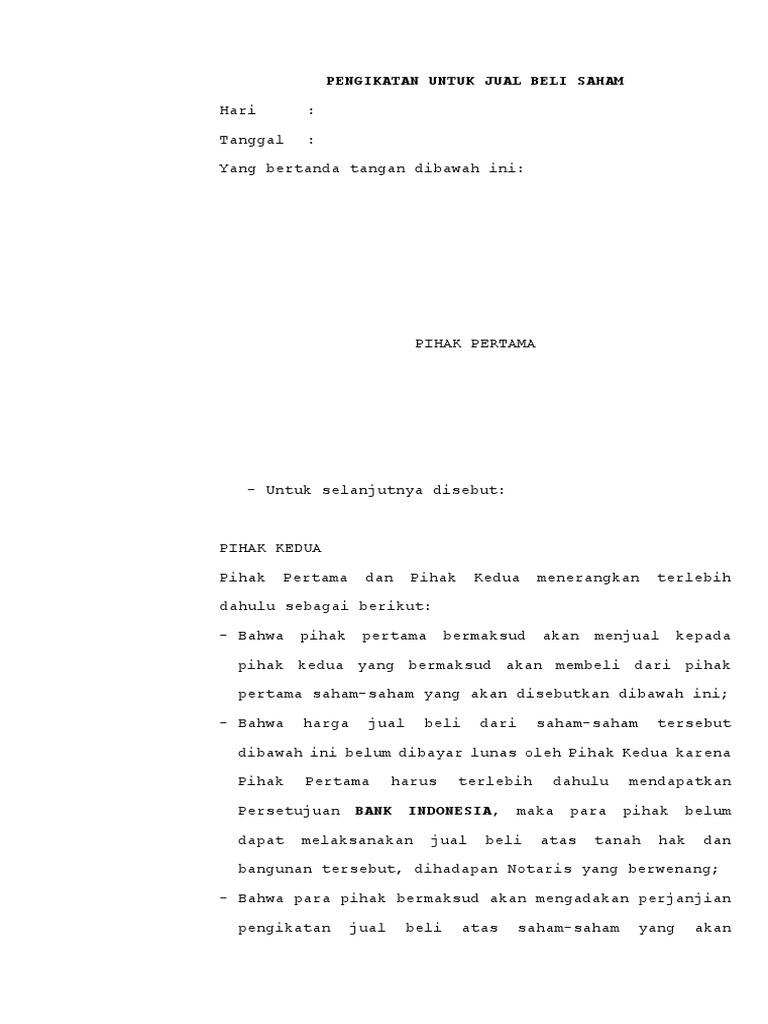 PPJB Saham | PDF | Hukum