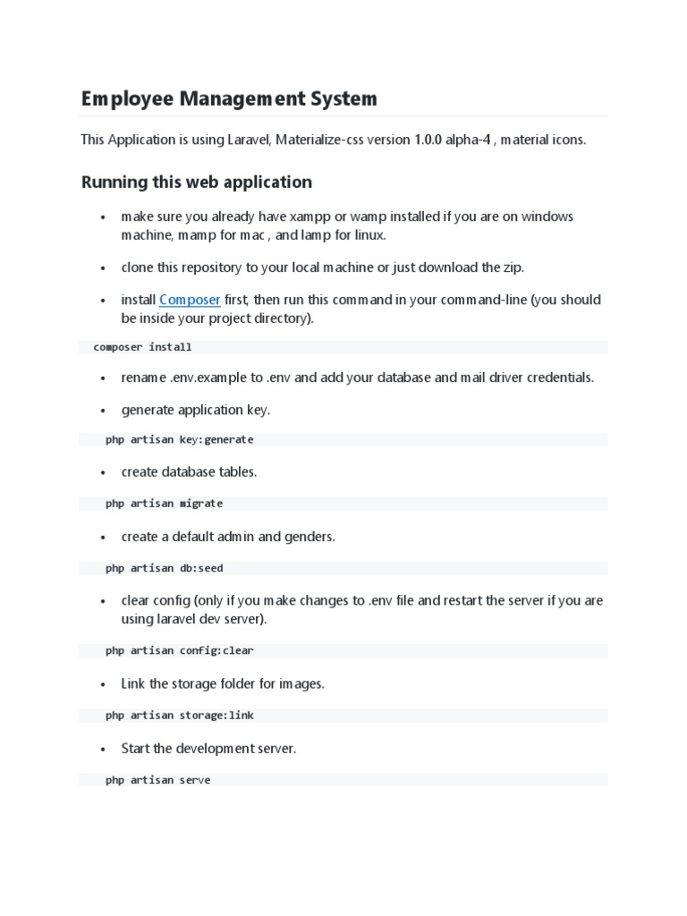 A Simple Employee Management System With Materializecss and Laravel | PDF