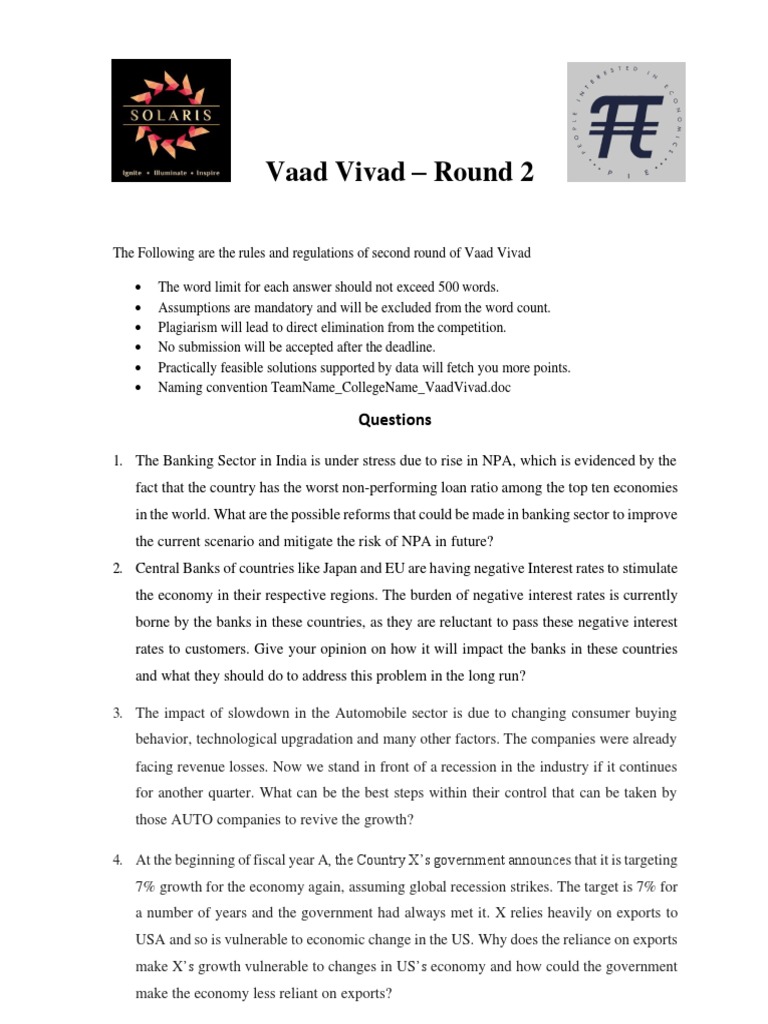 Vaad Vivad - Round 2: Questions | PDF | Recession | Government Spending