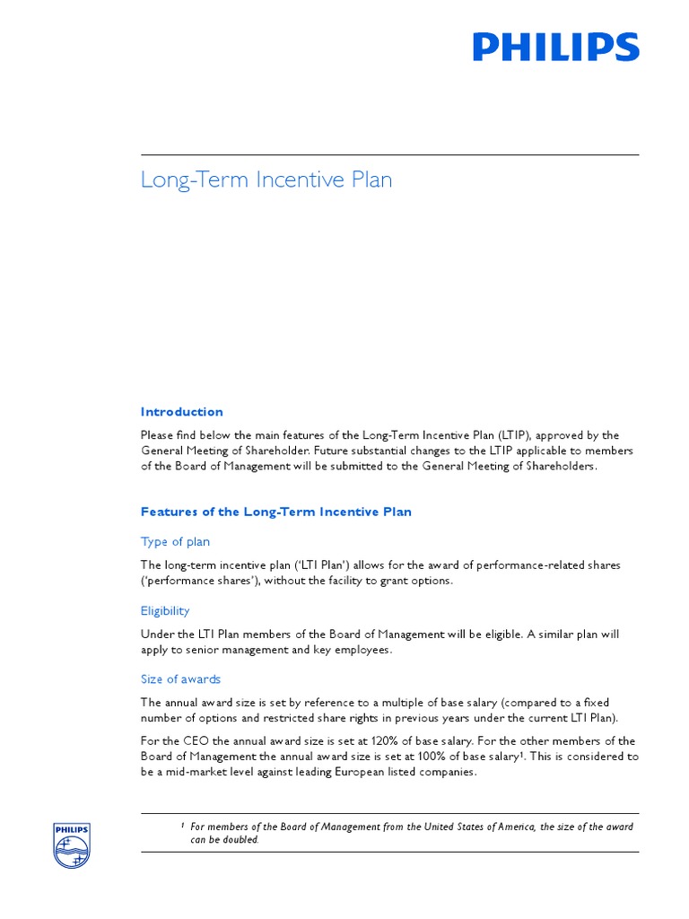 LTI Plan Philips | PDF | Earnings Per Share | Board Of Directors