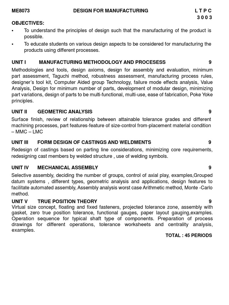 Design For Manufacturing | PDF | Engineering Tolerance | Design