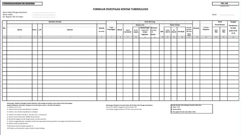 Formulir Investigasi Kontak TBC | PDF