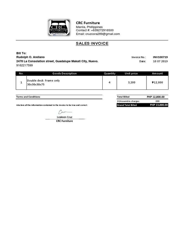 CRC - Invoice100719 | PDF