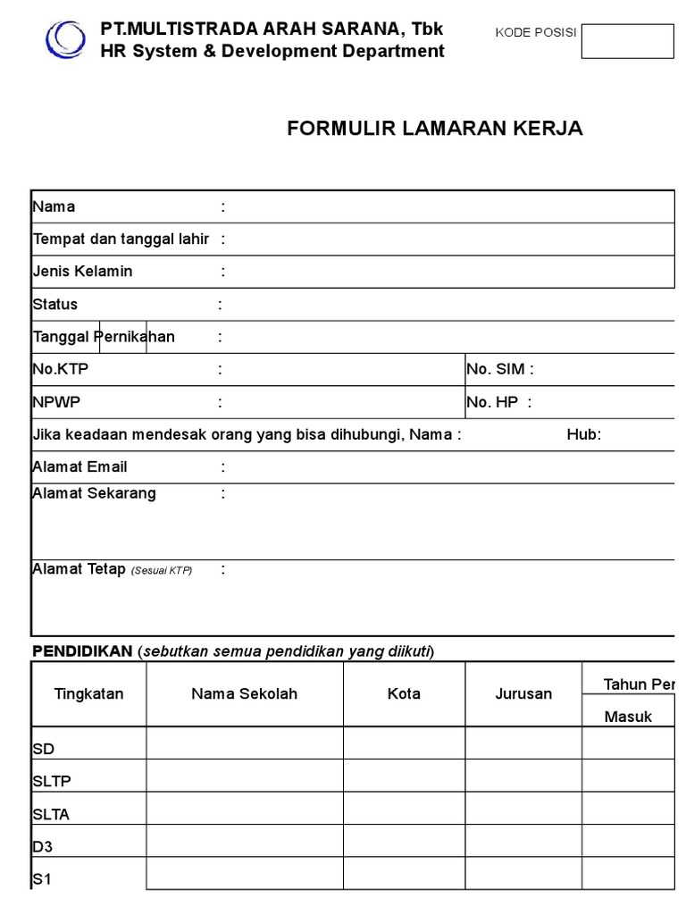 Formulir Kerja | PDF